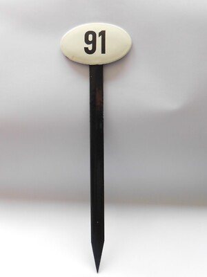 Vintage Sweden Enamel Porcelain Garden / Yard House Number 91 Sign on ...