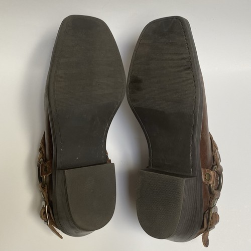 Cabelas Brown Leather Harness Buckle Motorcycle Moto Biker Boot Mules ...