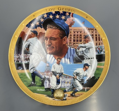 LOU GEHRIG - THE IRON HORSE ~ Franklin Mint 8" Gold Trim Collectors ...