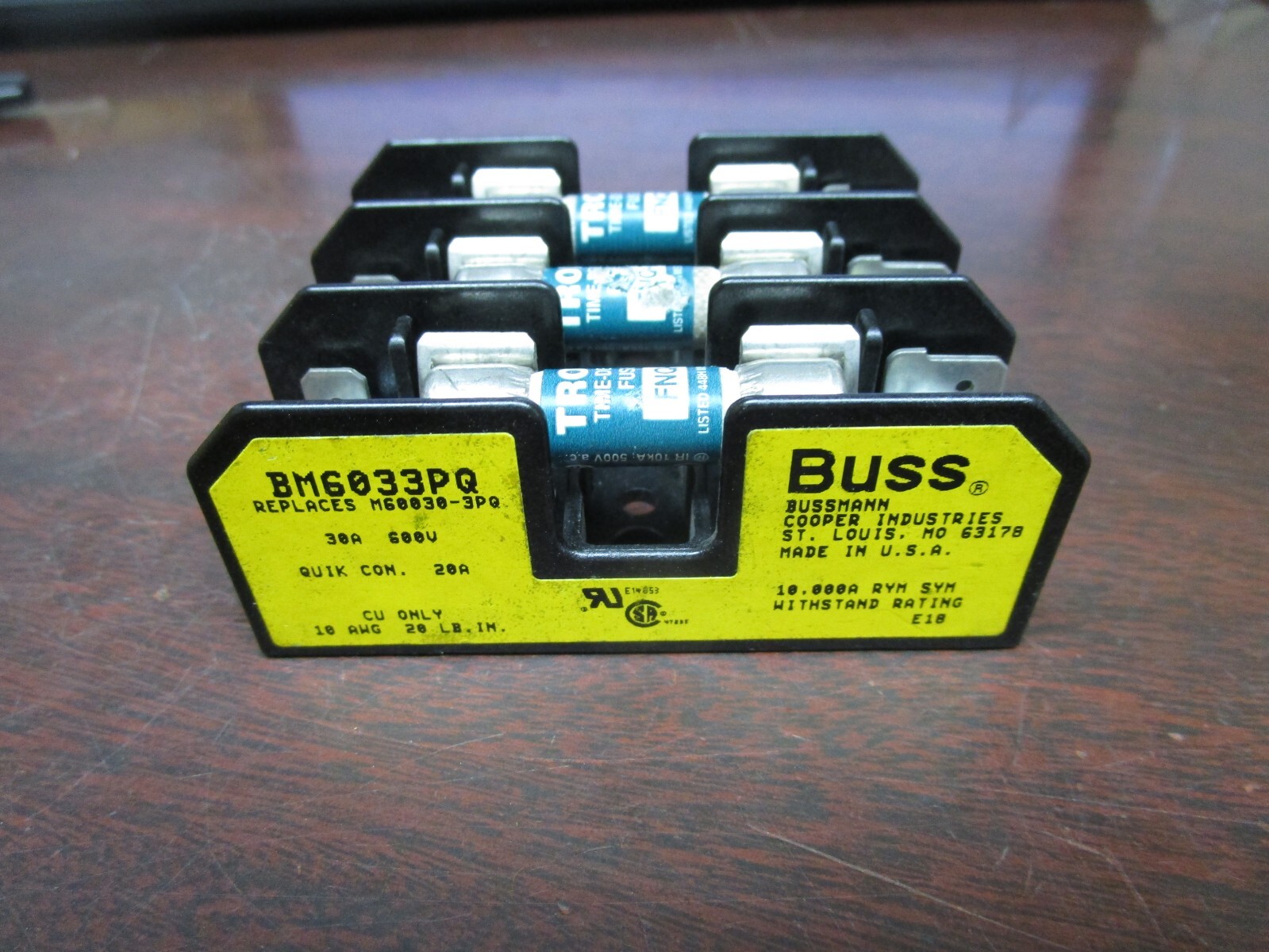 BUSS FUSE HOLDER BM6033PQ 30A AMP 600V 3 POLE w/ FNQ-7 FUSES | eBay