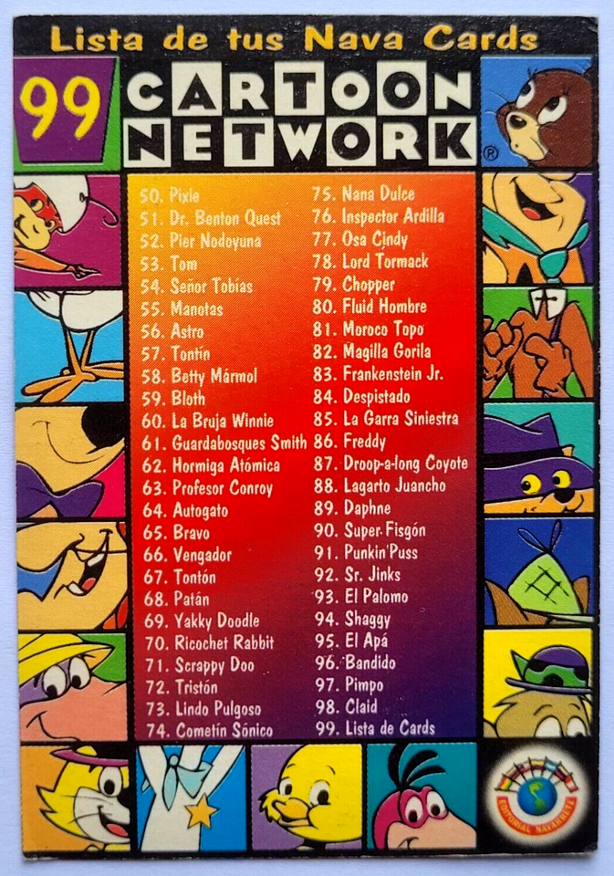 CARTOON NETWORK Card NAVARRETE PERU 1995 #99 CHECK LIST-The Flintstones ...