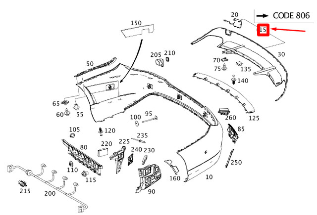 MERCEDES-BENZ CLA C117 Rear Bumper Lower Trim Panel A1178804700 GENUINE ...