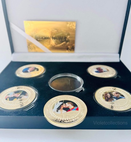 Future King & Queen Prince William & Kate 5 Gold Plated Commemorative ...