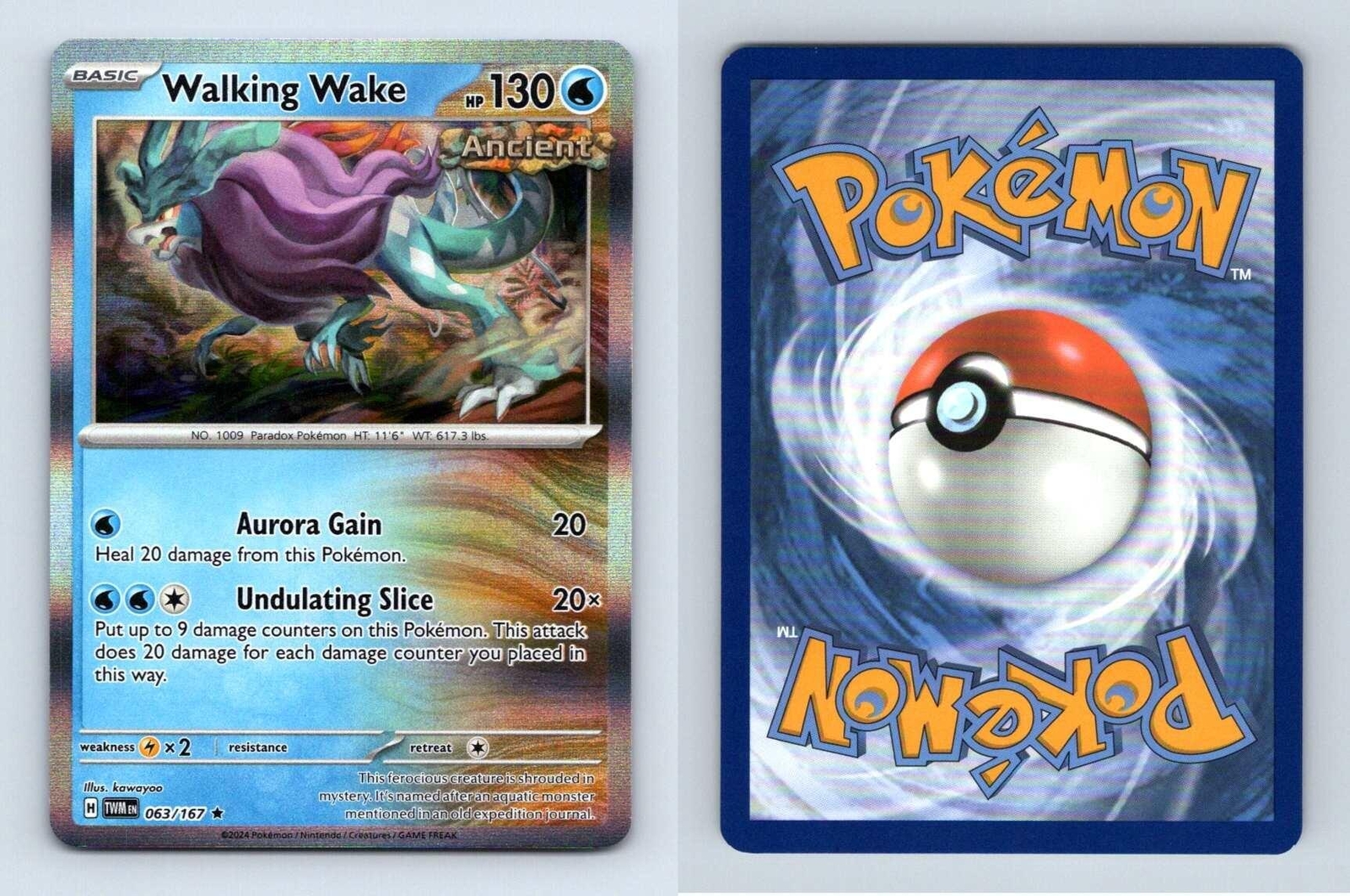 Walking Wake #63/167 SV Twilight Masquerade 2024 Pokemon Rare Holo TCG ...