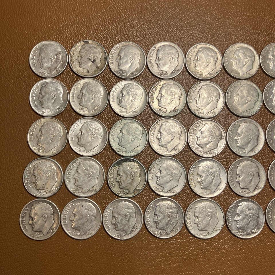 1946-1964 90% Silver Roosevelt Dimes $5 FV Junk Constitutional Silver ...