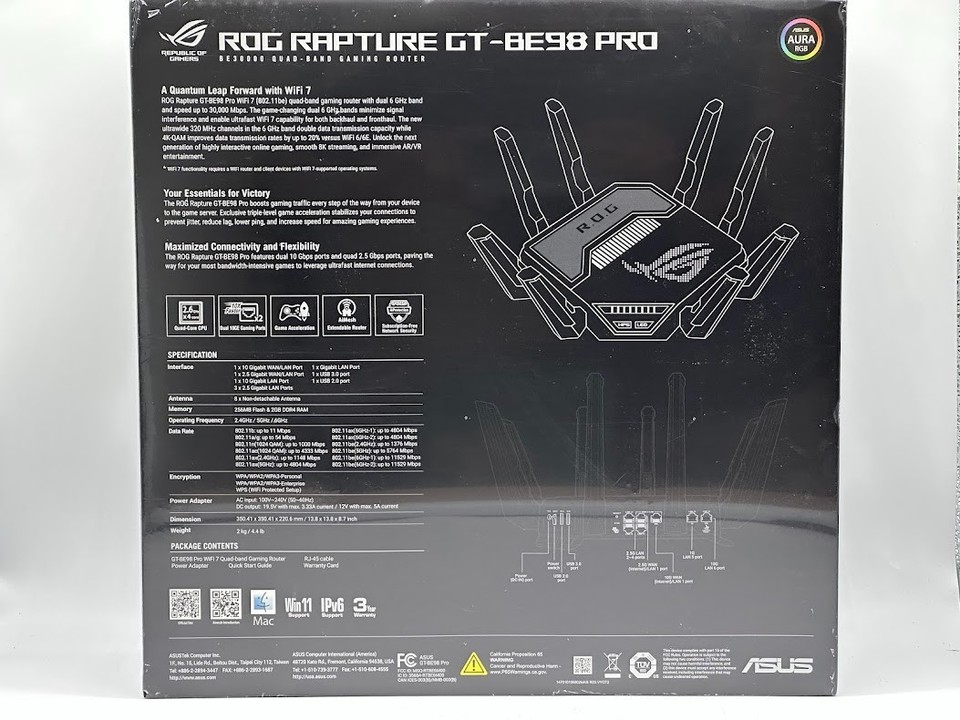 ASUS ROG Rapture GT-BE98 PRO First Quad-Band WiFi 7 Gaming Router | eBay