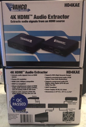 Vanco HD4KAE 4K HDMI Audio Extractor, NEW | eBay