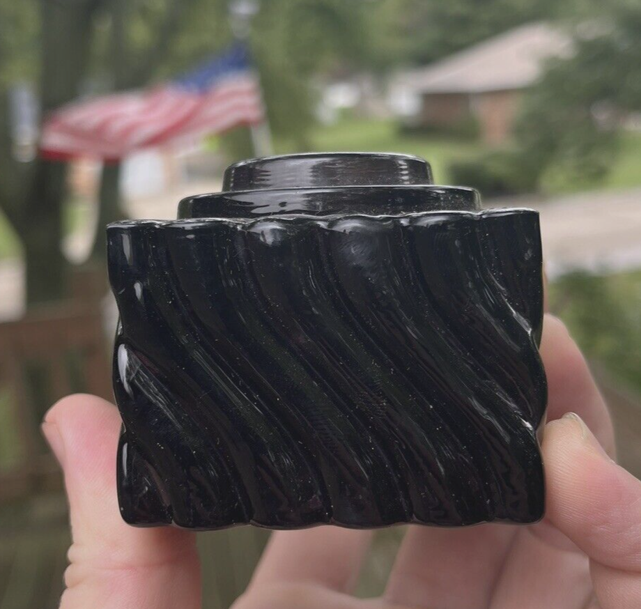 NICE DARK AMETHYST COLORED FANCY INK WELL PRESSED GLASS 2 1/4" 1910'S ...