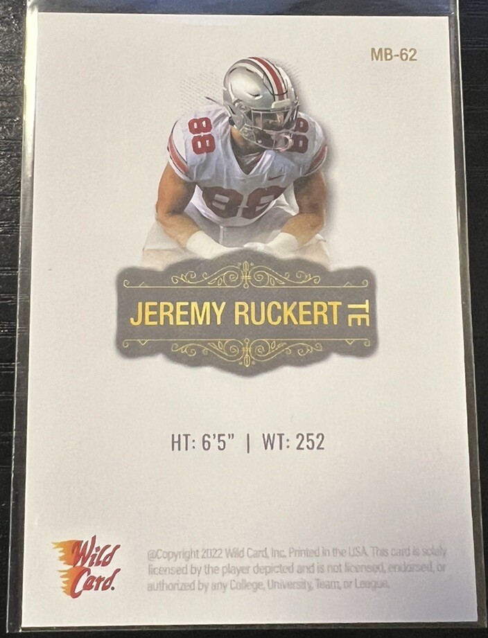 2022 Wild Card Matte White JEREMY RUCKERT #MB-62 RC Ohio St/New York ...