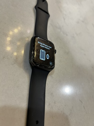 Damaged Apple Watch Series 6 44mm Space Gray Aluminum Case with Black ...