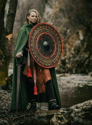 Viking wooden Slavic Round Shield Knight with Perun Symbol Armor Gift ...