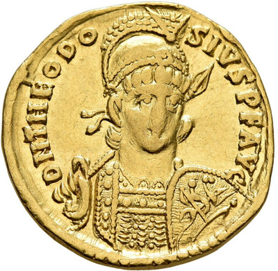 Theodosius II & Valentinian III (425-429 AD) Roman Gold Solidus, East ...