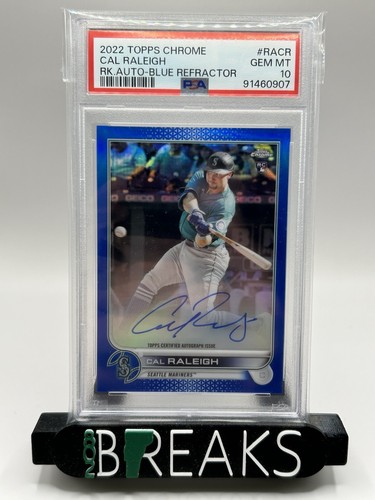 2022 Topps Chrome Cal Raleigh True Blue Rookie Auto Bookend 150/150 PSA ...