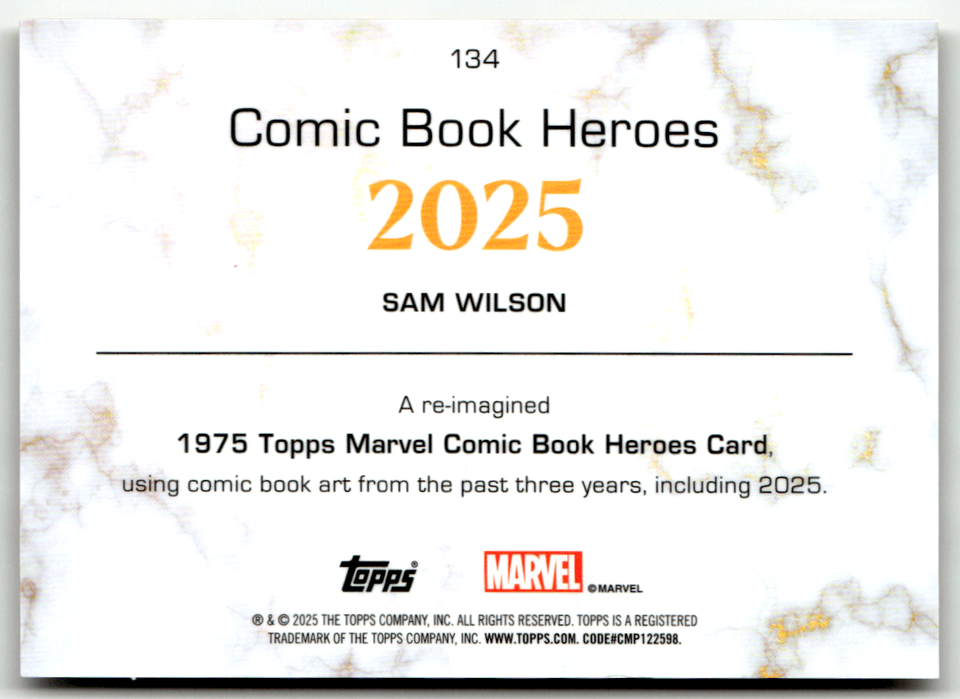 Topps Marvel Comic Book Heroes 2025 Card No. 134 Sam Wilson Gold Atomic ...