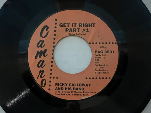 Rare Funk 45 / Ricky Calloway and His Band "Get It Right" Camaro VG+ ...