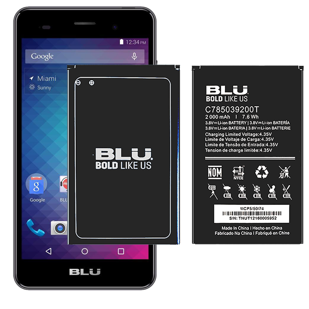BLU Dash M2 D090u D090L Original OEM blu Battery C785039200T 2000mAh 7 ...