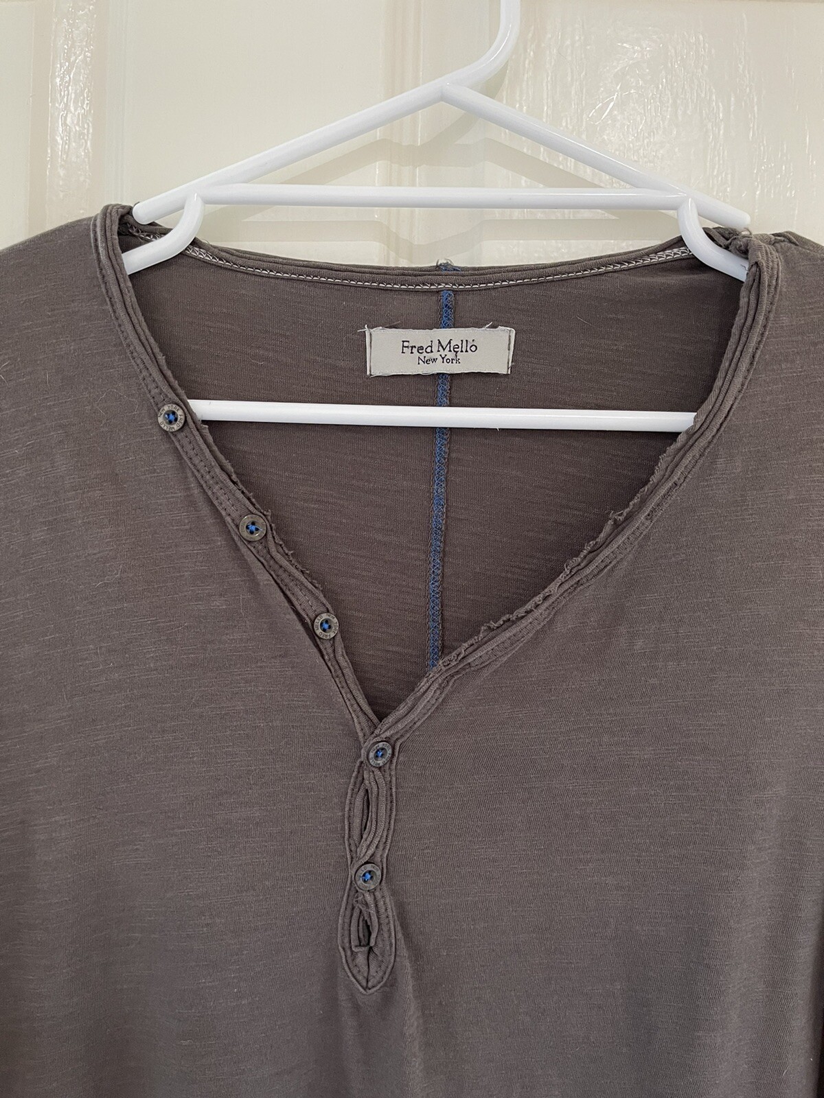 Fred Mello New York Khaki Green & Blue Long Sleeve Bu… - Gem