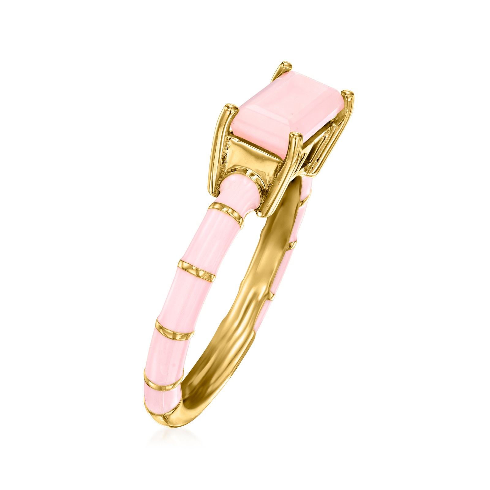 Ross-Simons Pink Opal and Pink Enamel Ring in 18kt Gold Over Sterling ...