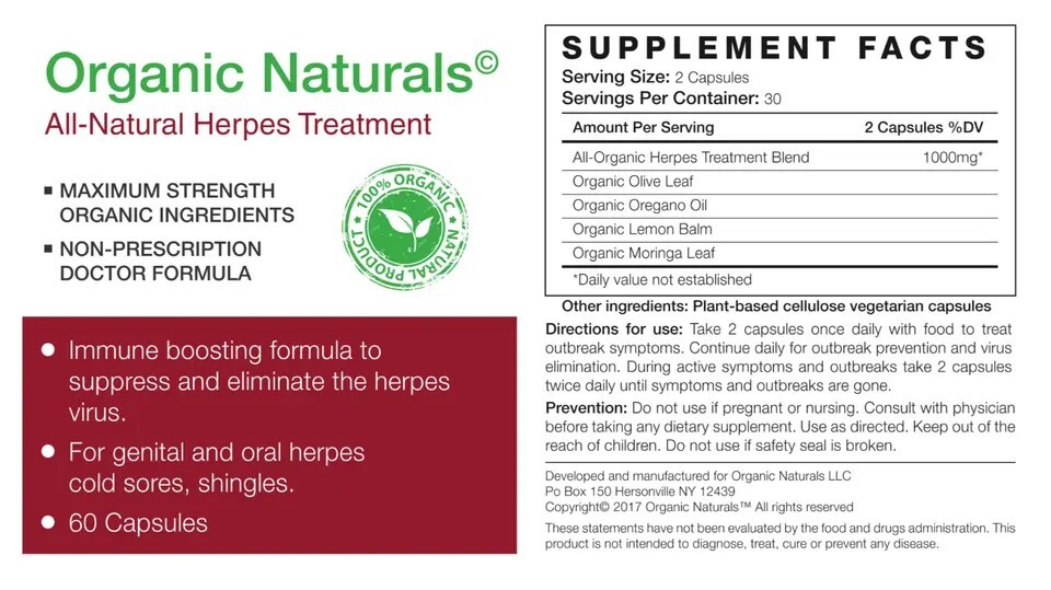 All-Natural Outbreak Treatment Supplement- by Organic Naturals - 60 ...