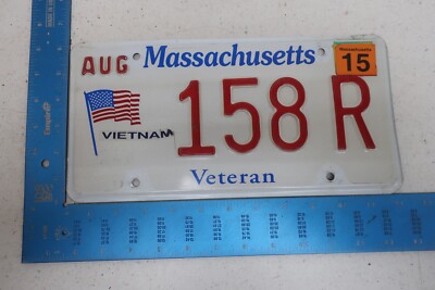Massachusetts MA License Plate Tag 2015 15 Vietnam Veteran 158 R | eBay