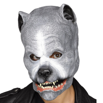 Fun World Halloween Snarling Pit Bull Adult Costume Grey PVC Full Head ...