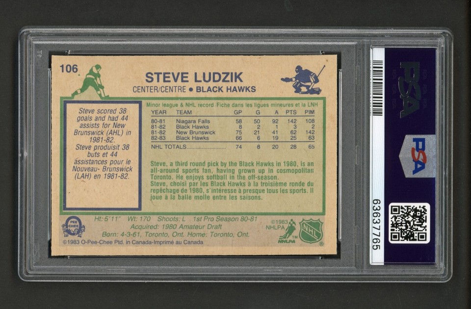 1983 OPC #106 STEVE LUDZIK ROOKIE CARD PSA 10 GEM MINT | eBay