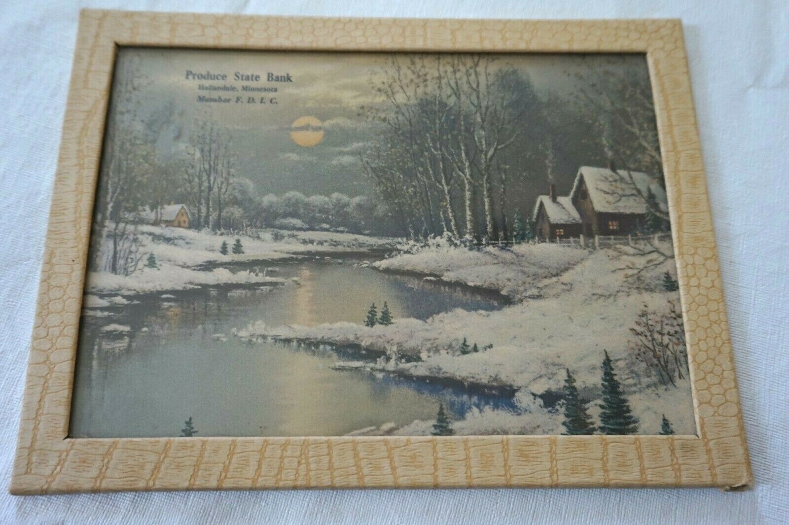 Framed Hollandale MN Produce State Bank Advertising Giveaway Winter ...