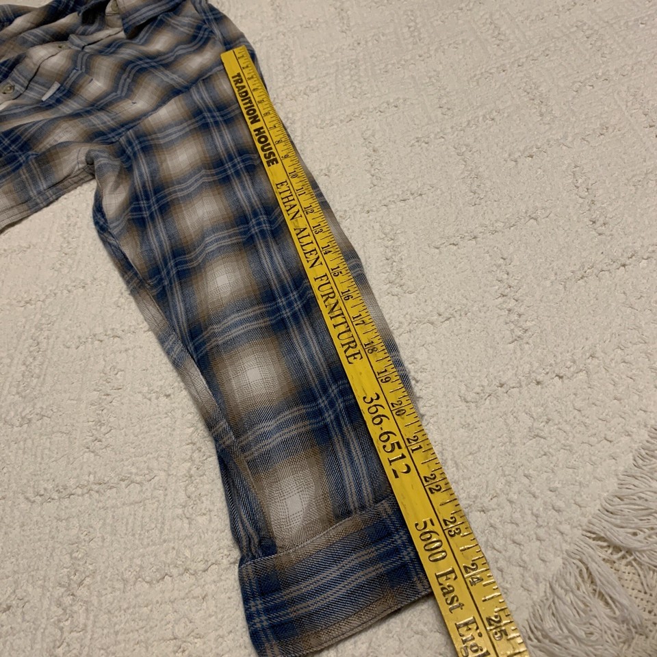 Columbia Men’s L Blue/Tan Flannel Plaid Front Pocket Long Sleeve Shirt ...