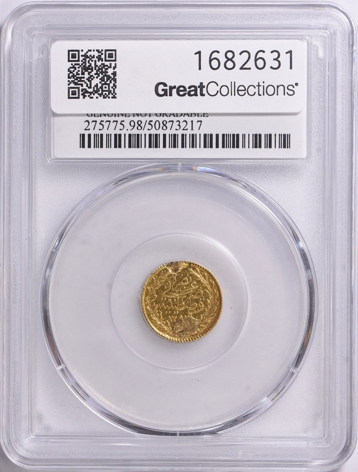 Turkey AH 1293 Year 8 (1883) Gold 25 Kurush KM-729 PCGS Genuine AU ...