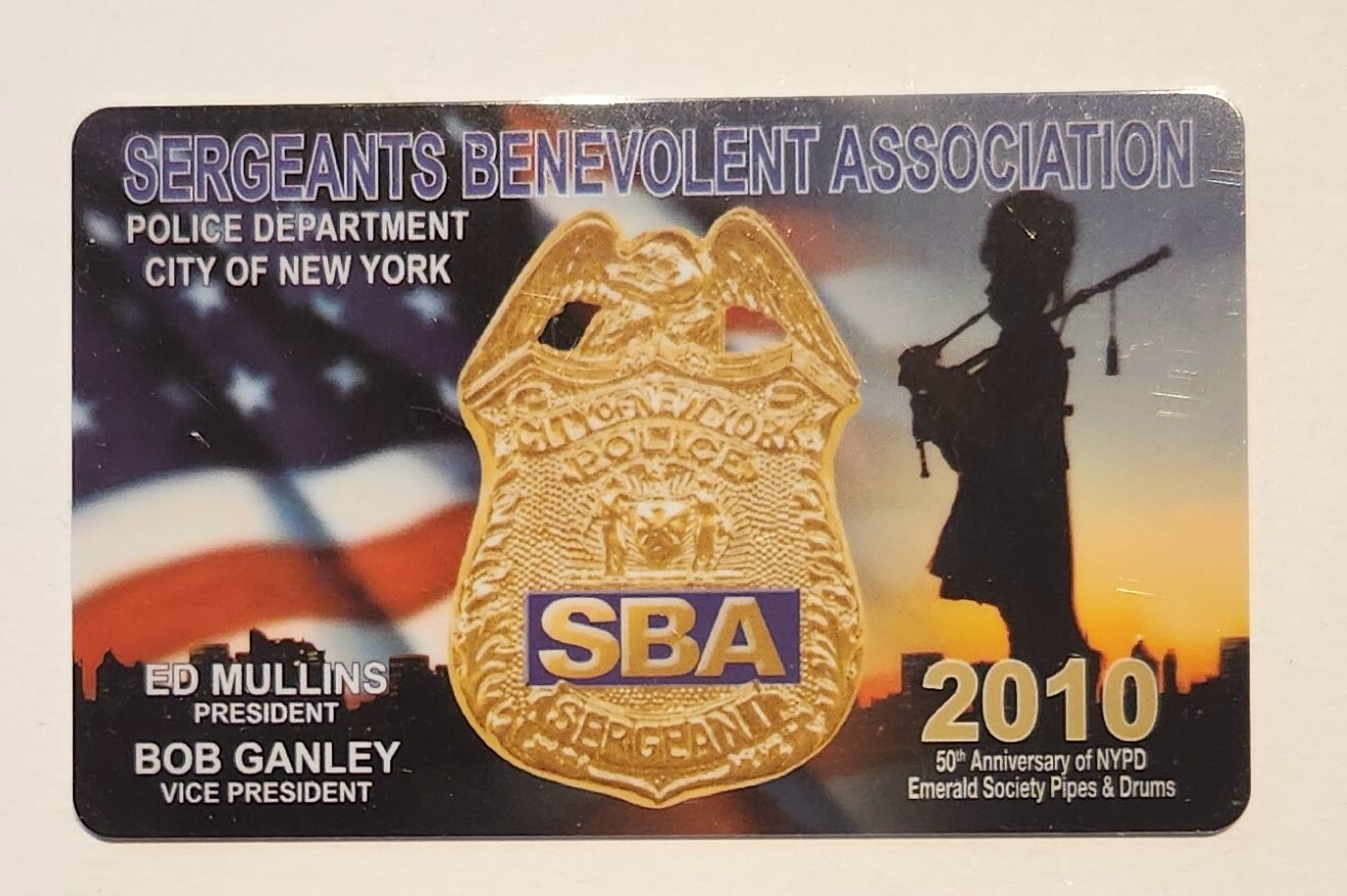 Vintage 2010 SBA Sergeants Benevolent PBA Card NYPD New York City ...