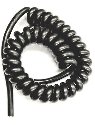 CURLY COILED SPIRAL MAINS FLEX CABLE LEAD 13a STRETCH 3 Core x 1.25mm ...