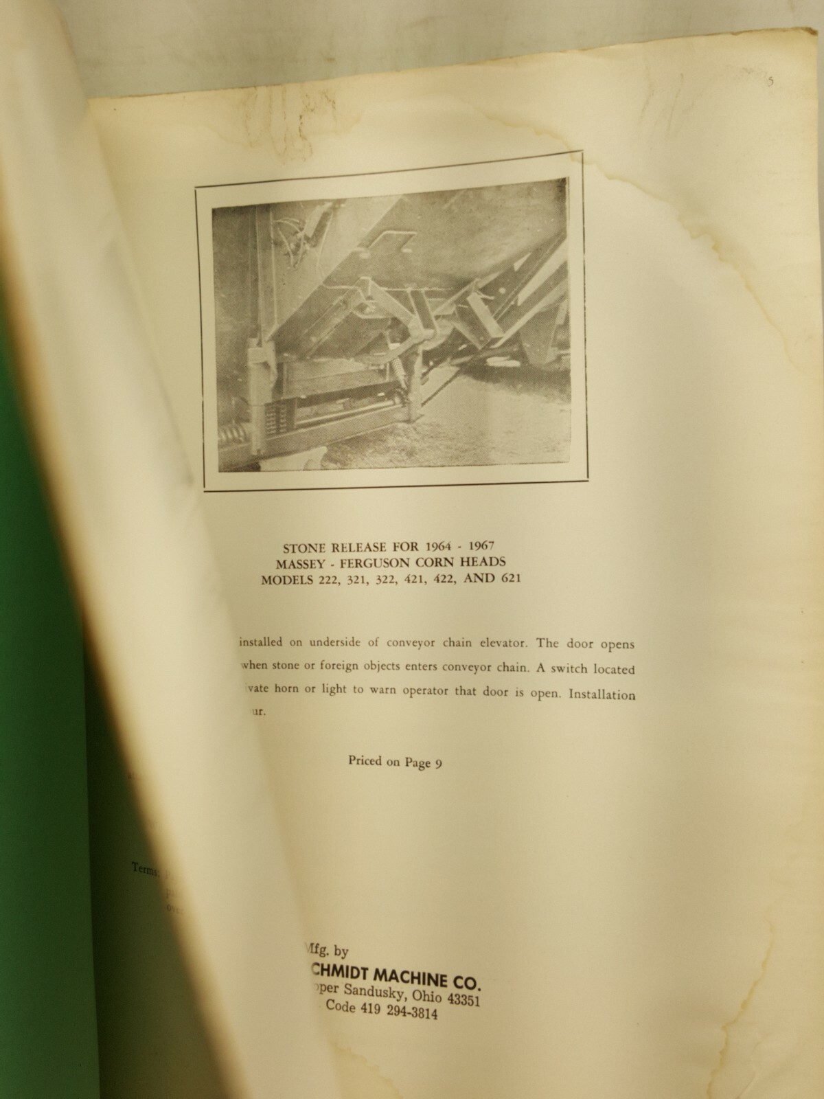 1972 SCHMIDT MACHINE COMPANY PRICE CATALOG [SANDUSKY OHIO] [POOR] STOCK ...