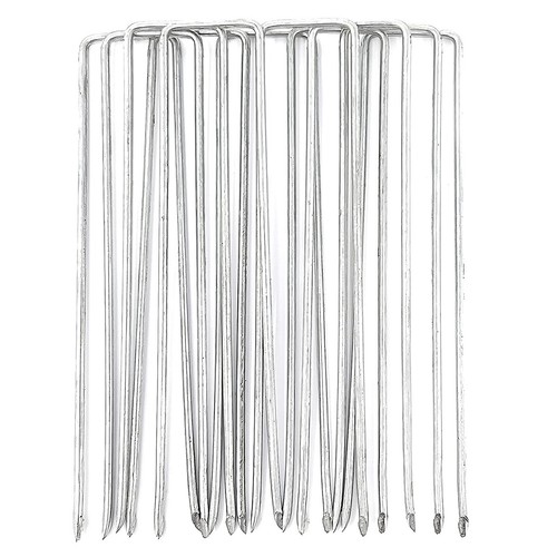 METAL GROUND GARDEN WEED BARRIER MEMBRANE PINS FABRIC HOOKS PEGS ...