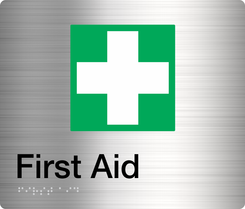 Tim The Sign Man First Aid Braille Sign Green Stainless Steel FA-SS | eBay