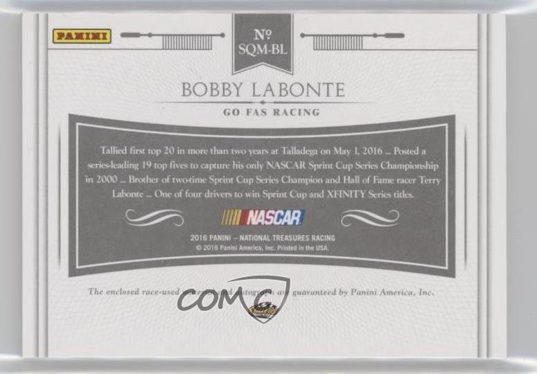 2016 Panini National Treasures Gold 10/10 Bobby Labonte #SQM-BL Auto ...