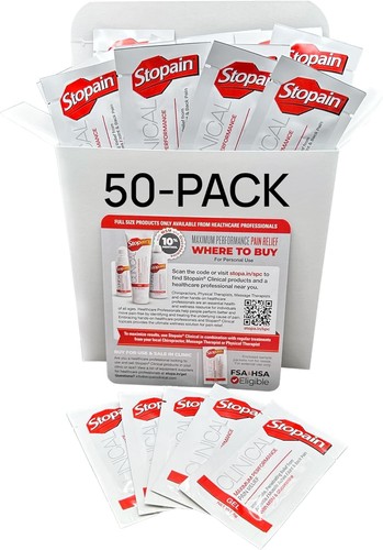 Stopain Pain Relief Clinical Gel Packets, 50 Pack, USA Made, Max ...