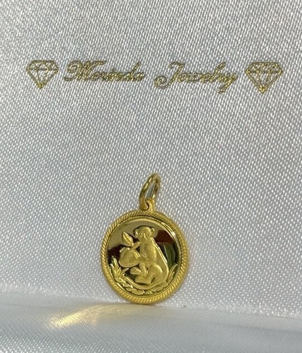 Zodiac Sign 24K Solid Gold Monkey Animal Round Shape Charm/ Pendant, 2. ...