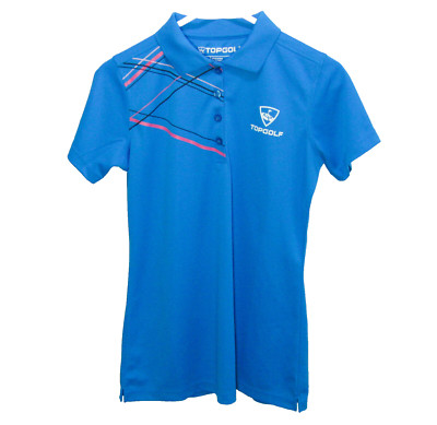 TOPGOLF Women's (Medium) Blue Short Sleeve Polo Shirt Employee Uniform ...