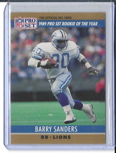 1989 NFL Pro Set Rookie Of The Year Barry Sanders #1 Error card. Miscut ...