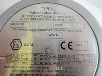 Imtex Controls Valve Position Monitor, Explosion Proof, Model IQ70S5SR ...
