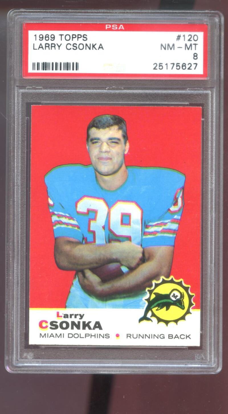 1969 Topps #120 Larry Csonka ROOKIE RC PSA 8 Graded Football Card Miami ...