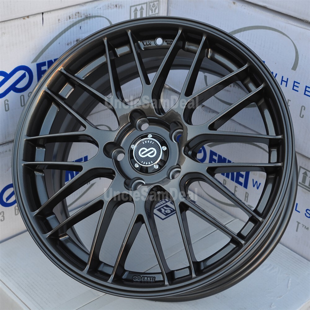 17x7 5x100 45 OFFSET ENKEI EKM3 GUNMETAL MESH SPOKES SPORT WHEELS SET ...