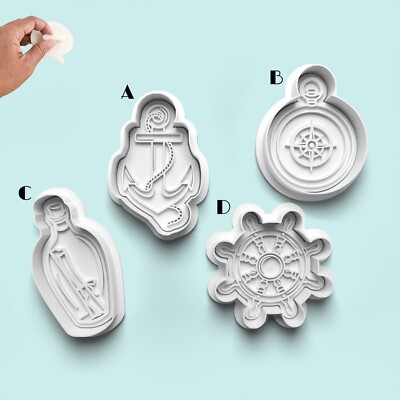 Cute Sailor Anchor Boat Wheel Compass Cookie Fondant Cutter Embosser ...