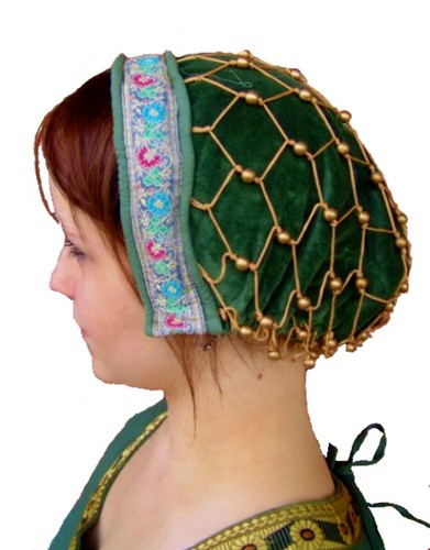 Mittelalter Larp Magd Maid Haube Perlenhaube Samt zum Gewand Perlen ...