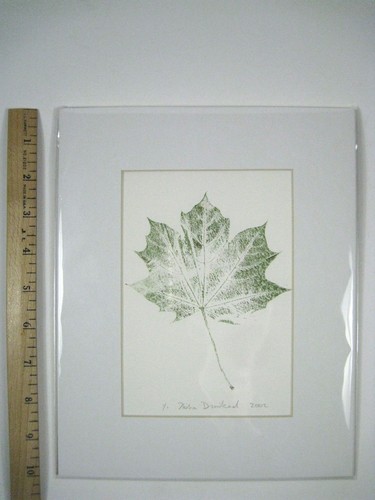 Botanical Print Leaf 8 x 10 Inch Decor Monoprint Green Leaves Mat ...