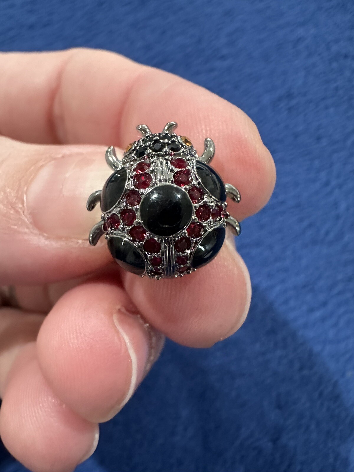 Vintage SWAROVSKI Black Crystal Rhinestone Ladybug B… - Gem