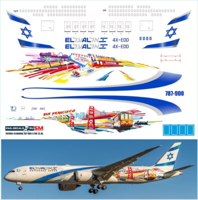 Boeing 787-900 EL-AL USA 1/144 PAS-DECALS 787900-13 | eBay