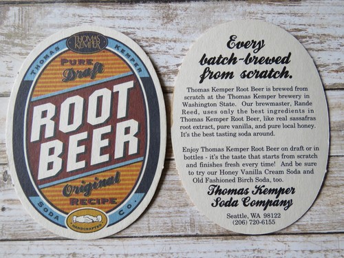 Bar SODA COASTER ~*~ THOMAS KEMPER Pure Draft ROOT BEER ~*~ Seattle ...