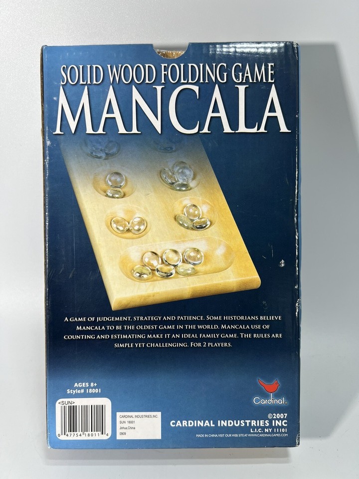 Mancala Solid Wood Folding Game Board By Cardinal In Box Glass Beads ...
