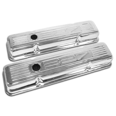 FOR 1958-1986 CHEVY SMALL BLOCK 327 TALL STEEL VALVE COVERS CHROME WITH ...